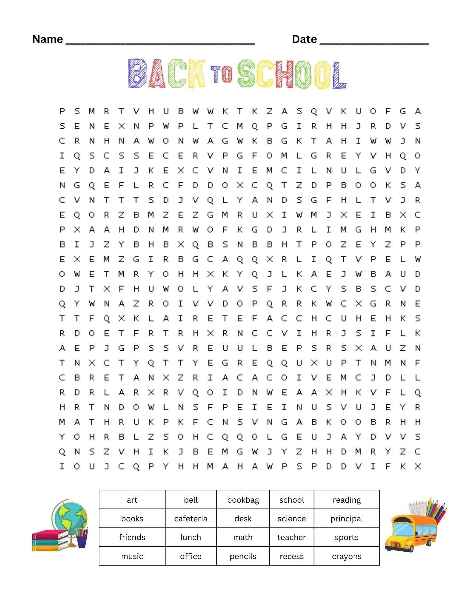 Back to School Wordsearch - Etsy