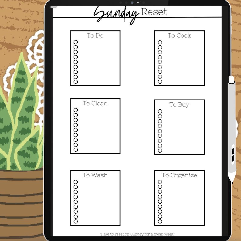 Sunday Reset Template - Etsy