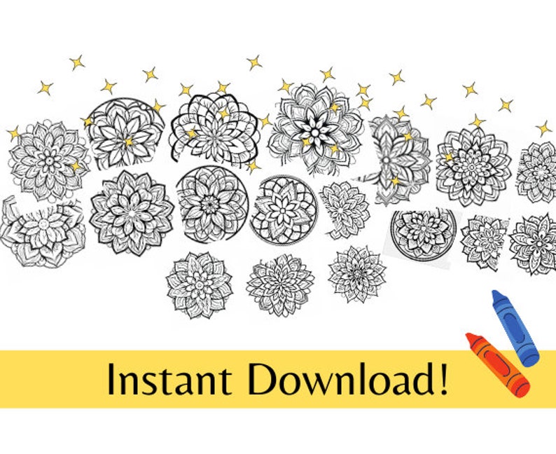 20 Printable Mandala Coloring Pages PDF Printable Coloring Pages - Etsy