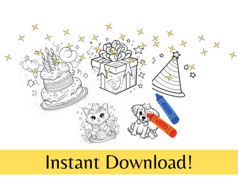 5 Printable Cute Birthday Party Coloring Pages PDF Printable Coloring ...