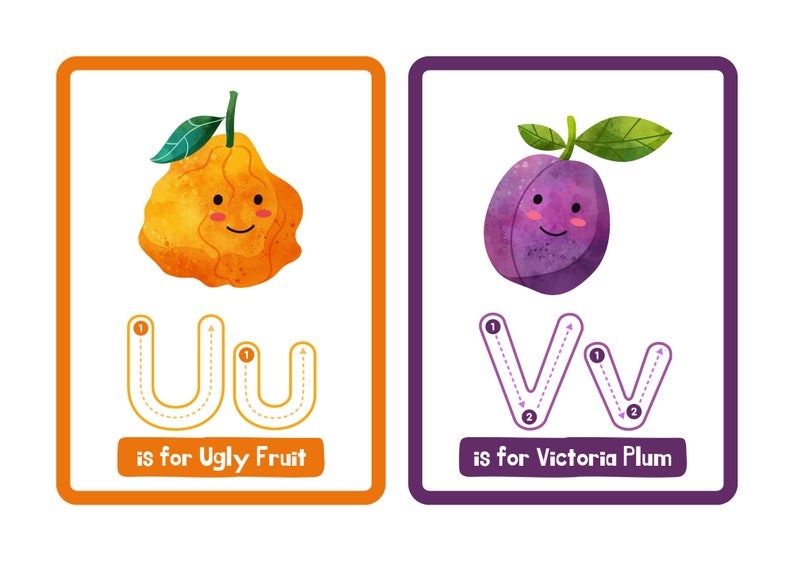 Colourful & Traceable Illustrative Alphabet Flashcards - Etsy