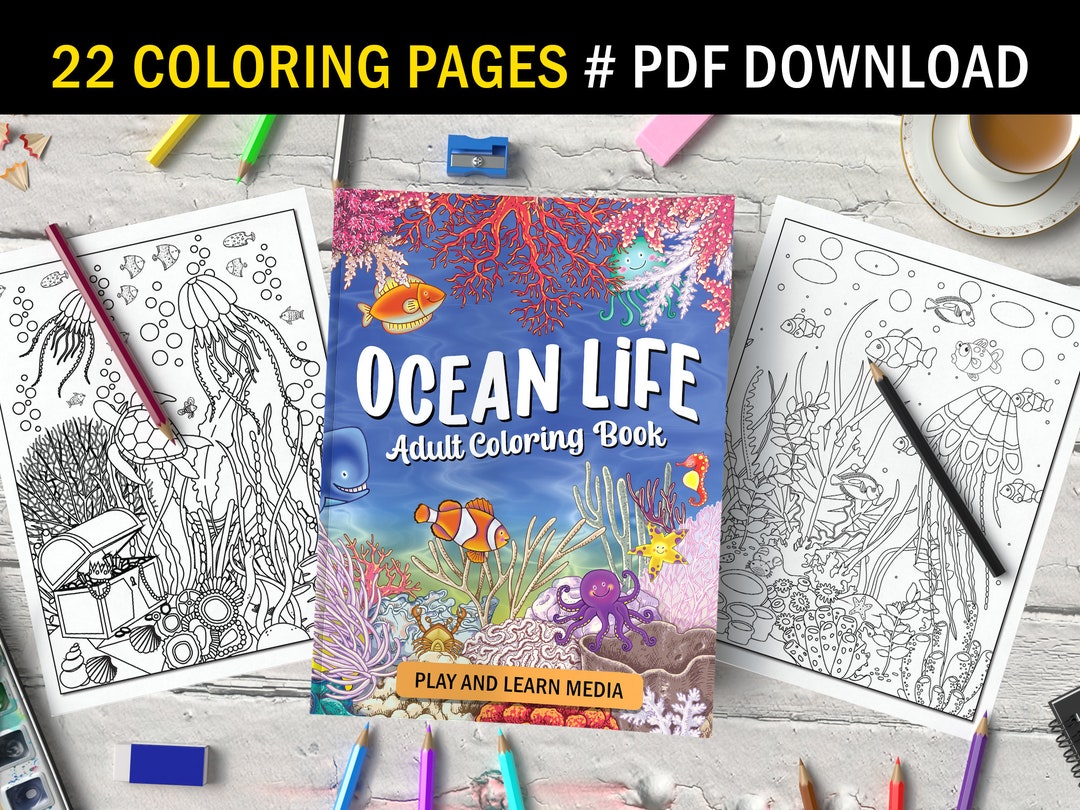 Ocean & Sea Life Coloring Book Pages Sea Animals Underwater - Etsy