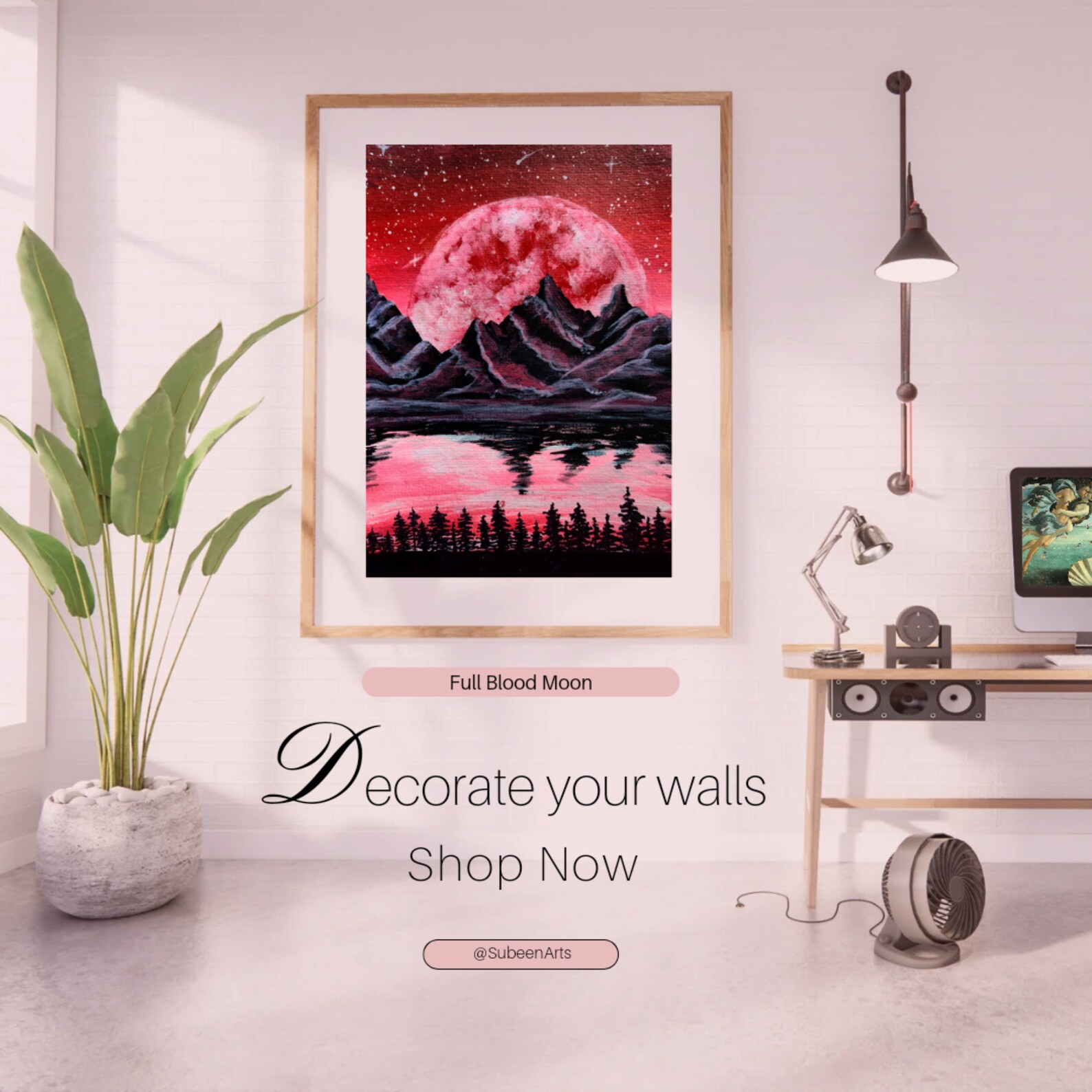 Acrylic Moon Painting Aesthetic Portrait Nature Acrylic - Etsy