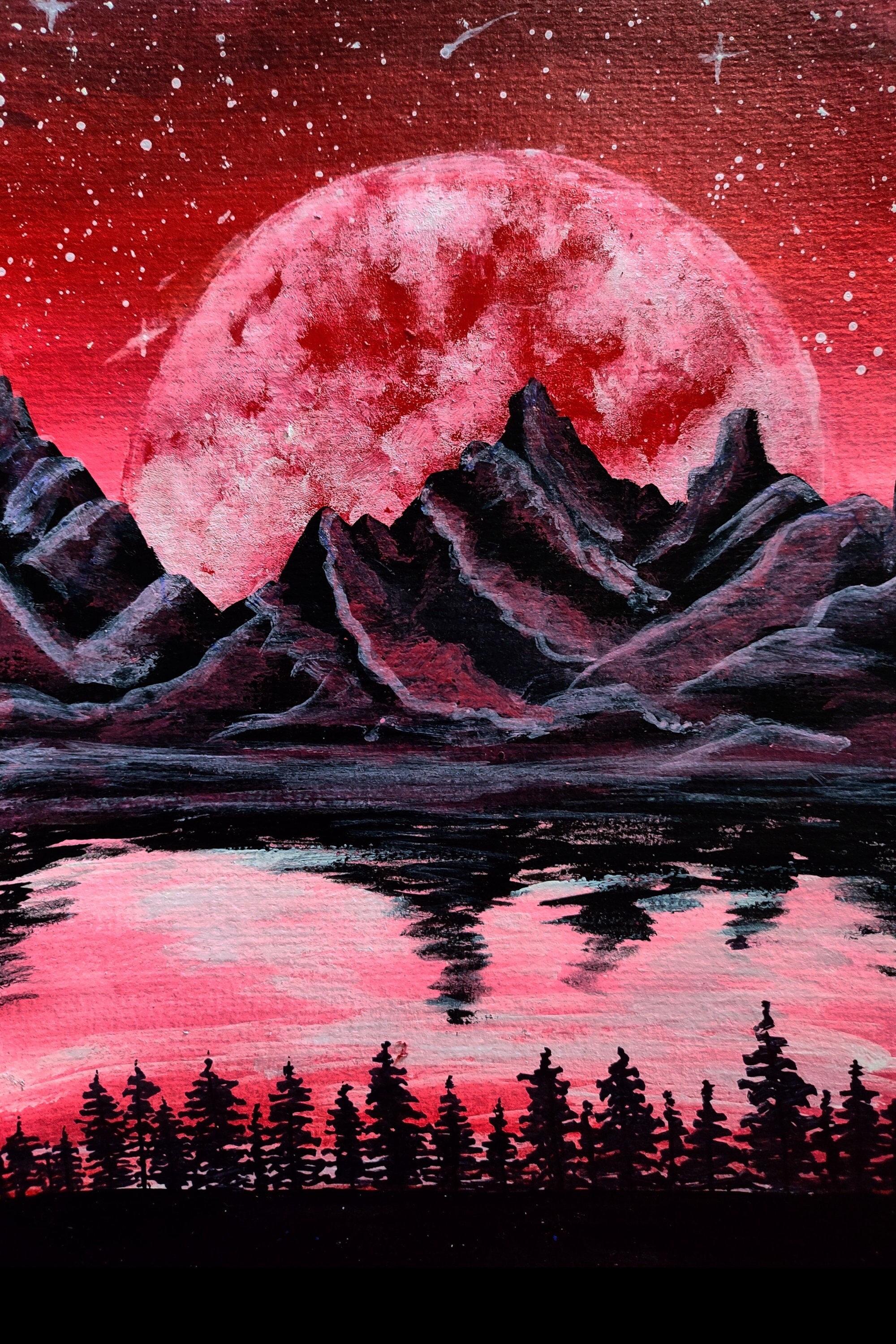 Acrylic Moon Painting Aesthetic Portrait Nature Acrylic - Etsy