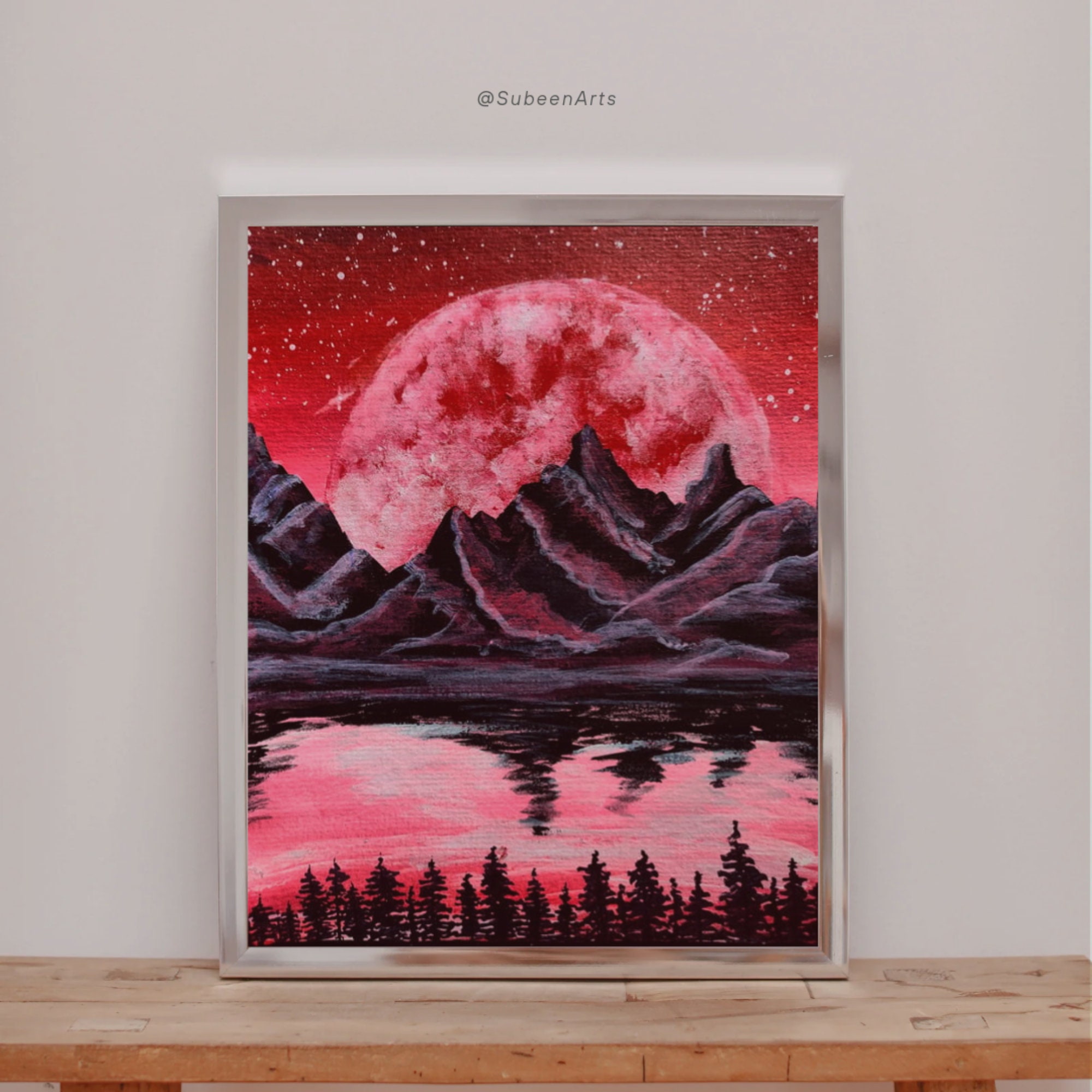 Acrylic Moon Painting Aesthetic Portrait Nature Acrylic - Etsy