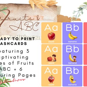 Fruits ABC Flashcards for Kids Alphabet Recognition & Fruit - Etsy