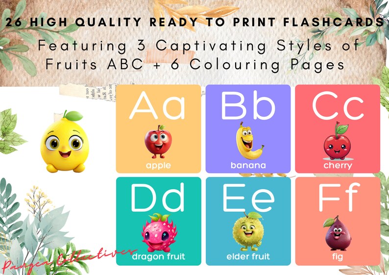 Fruits ABC Flashcards for Kids Alphabet Recognition & Fruit - Etsy ...