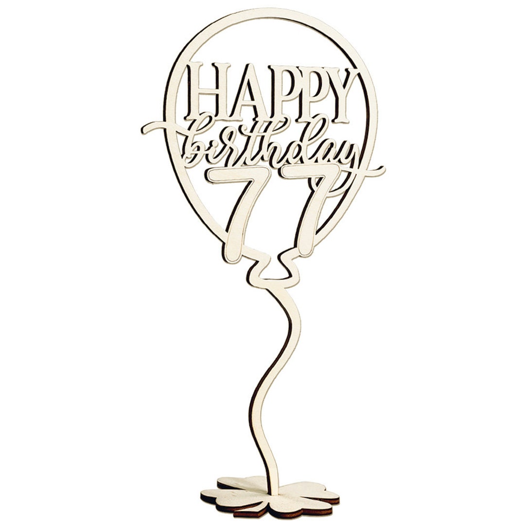 77th Birthday Cake Topper: Flower Pick & Table Decoration in One With ...