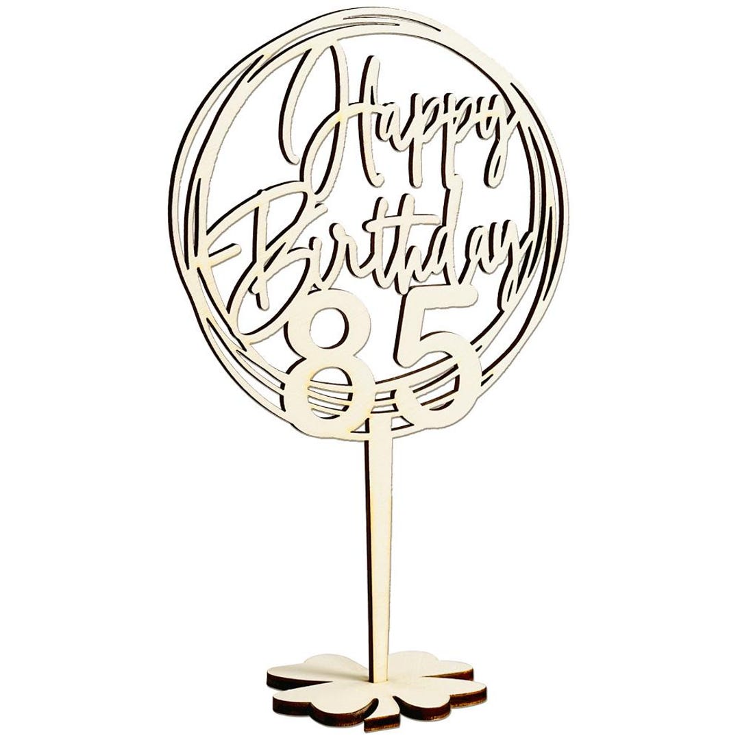 Cake Topper 85th Birthday Happy Birthday Wooden Braid With Cloverleaf ...