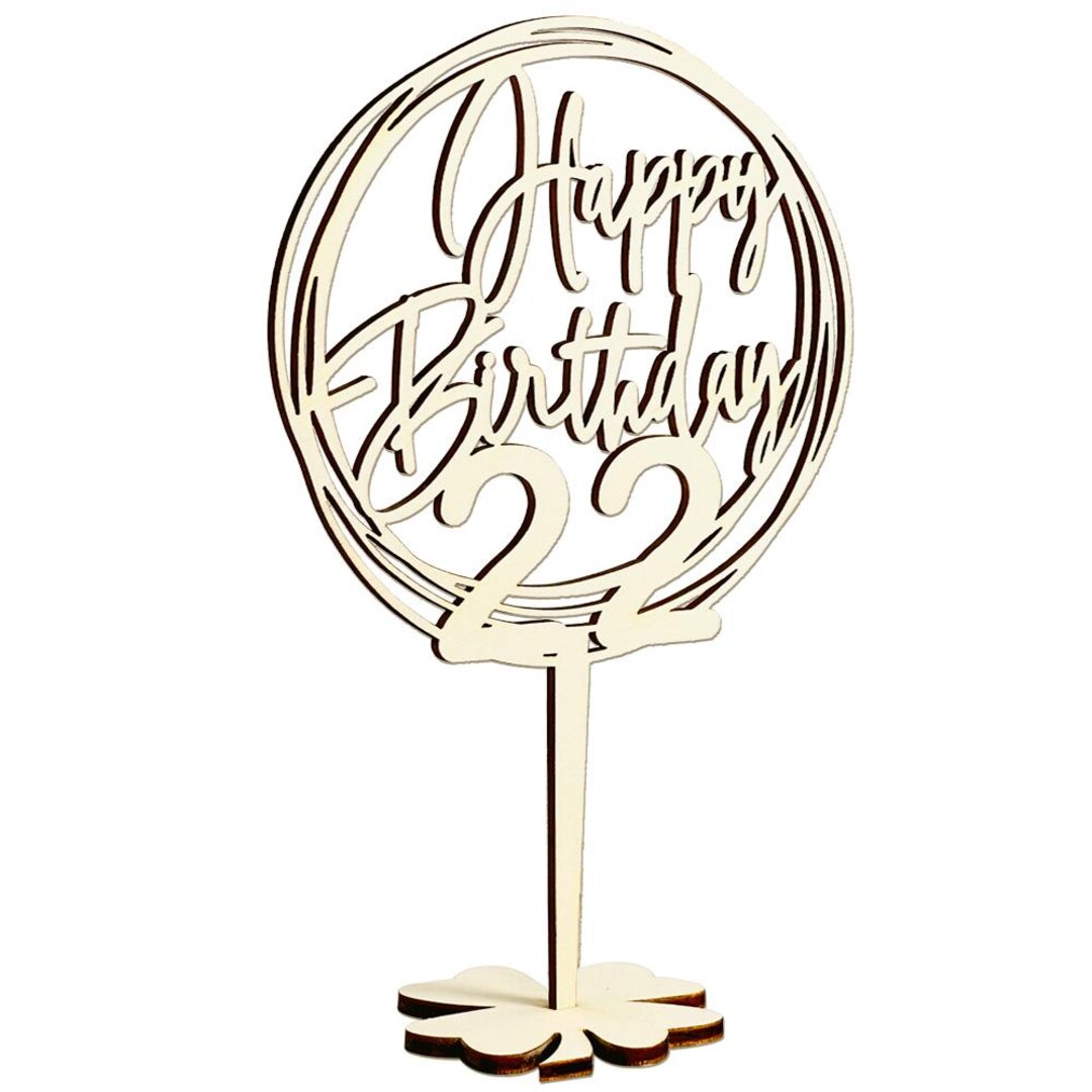Cake Topper 22nd Birthday Happy Birthday Wooden Braid With Cloverleaf ...