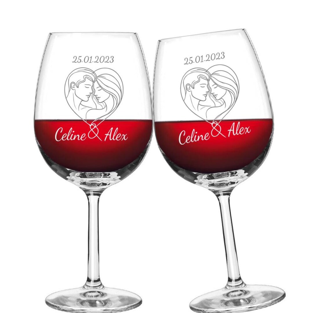 Engraved Partner Red Wine Glasses Personalized Set of 2 With Name ...