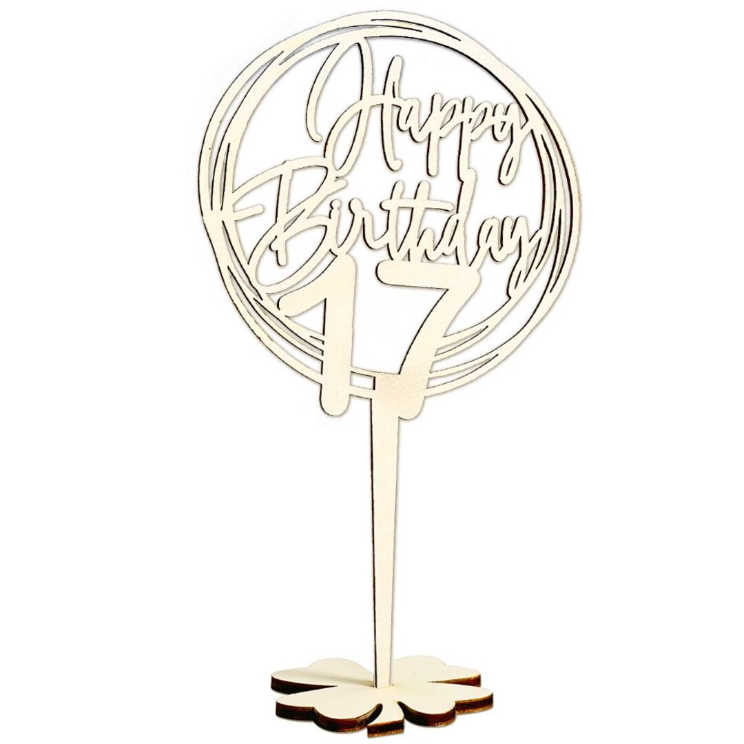 Cake Topper 17th Birthday Happy Birthday Wooden Braid With Cloverleaf ...