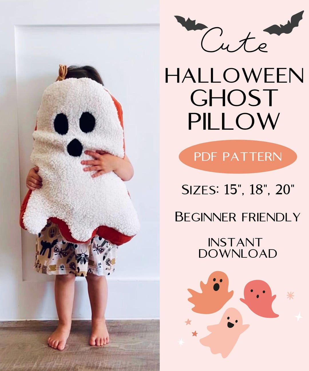 Halloween Ghost Pillow Sewing Pattern: Beginner Friendly (PDF Download ...