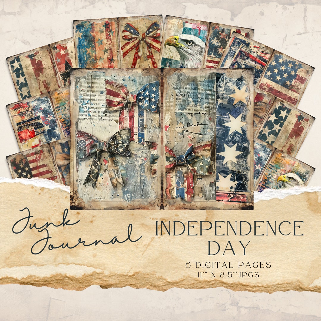 4th July Junk Journal Digital Pages | Independence Day Scrapbooking ...