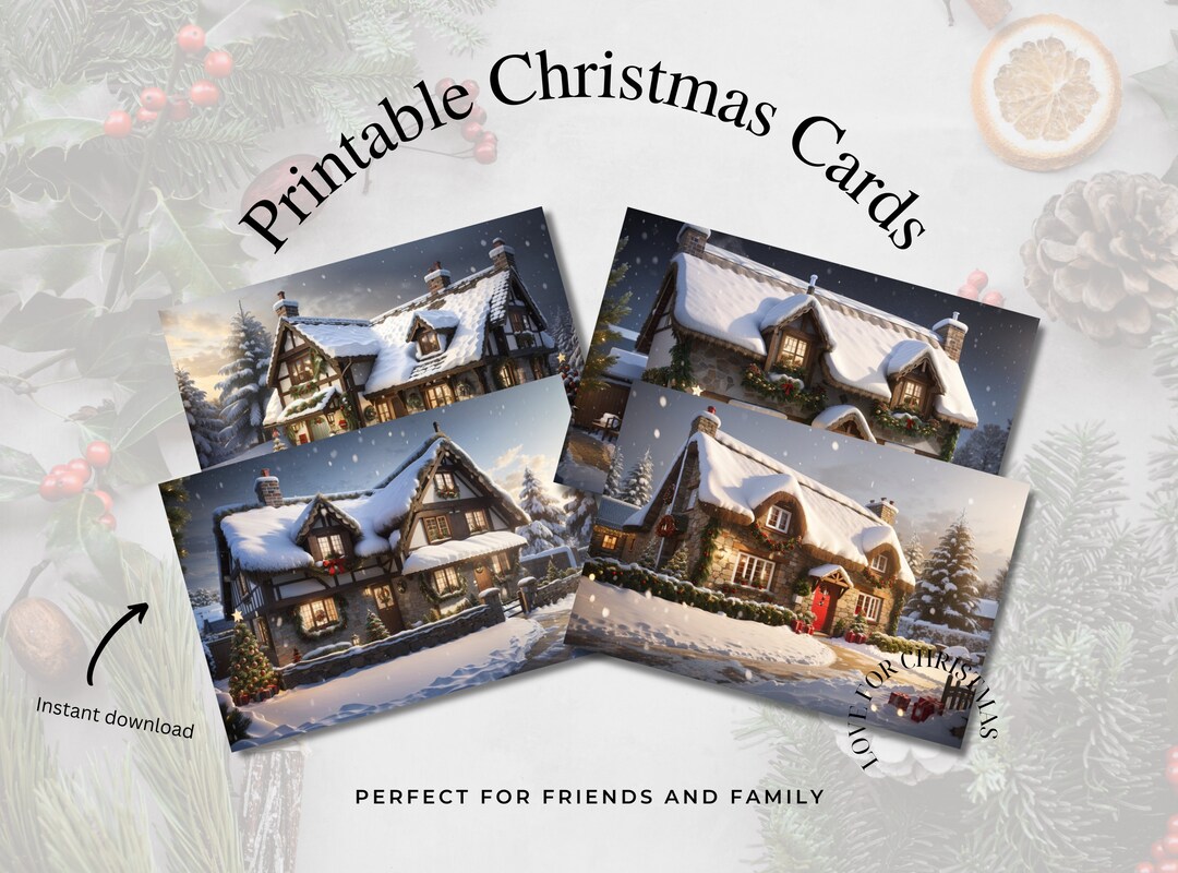 Printable Christmas Card Set Holiday Greetings Digital - Etsy