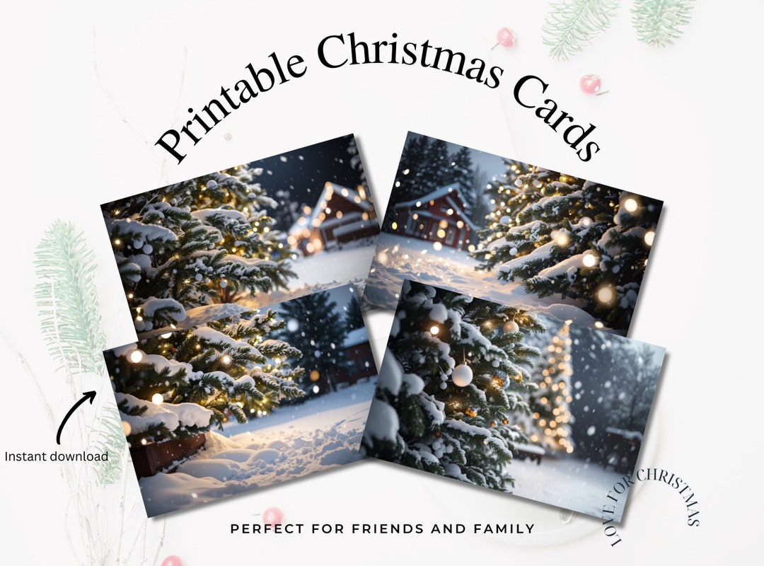 Printable Christmas Card Set Holiday Greetings Digital - Etsy