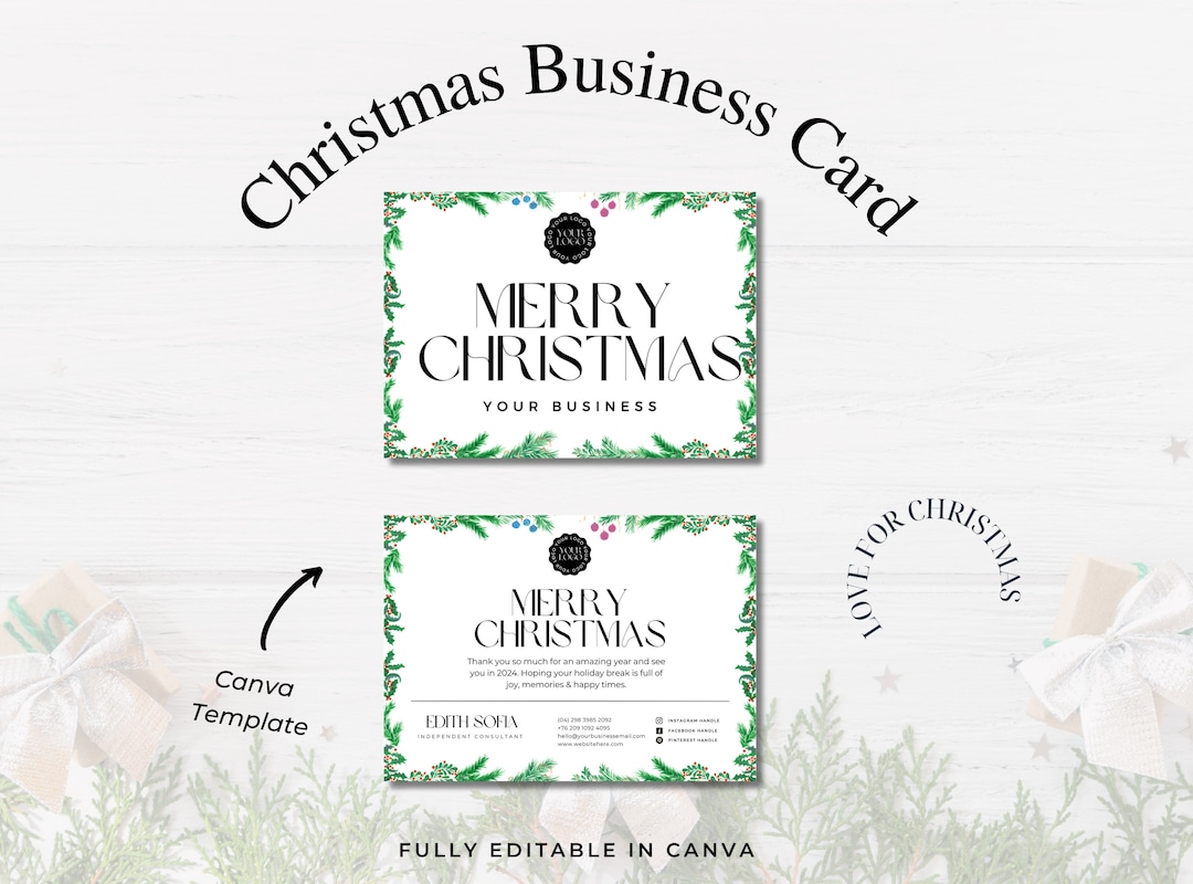 Christmas Business Cards, Business Card Template, Corporate Christmas ...