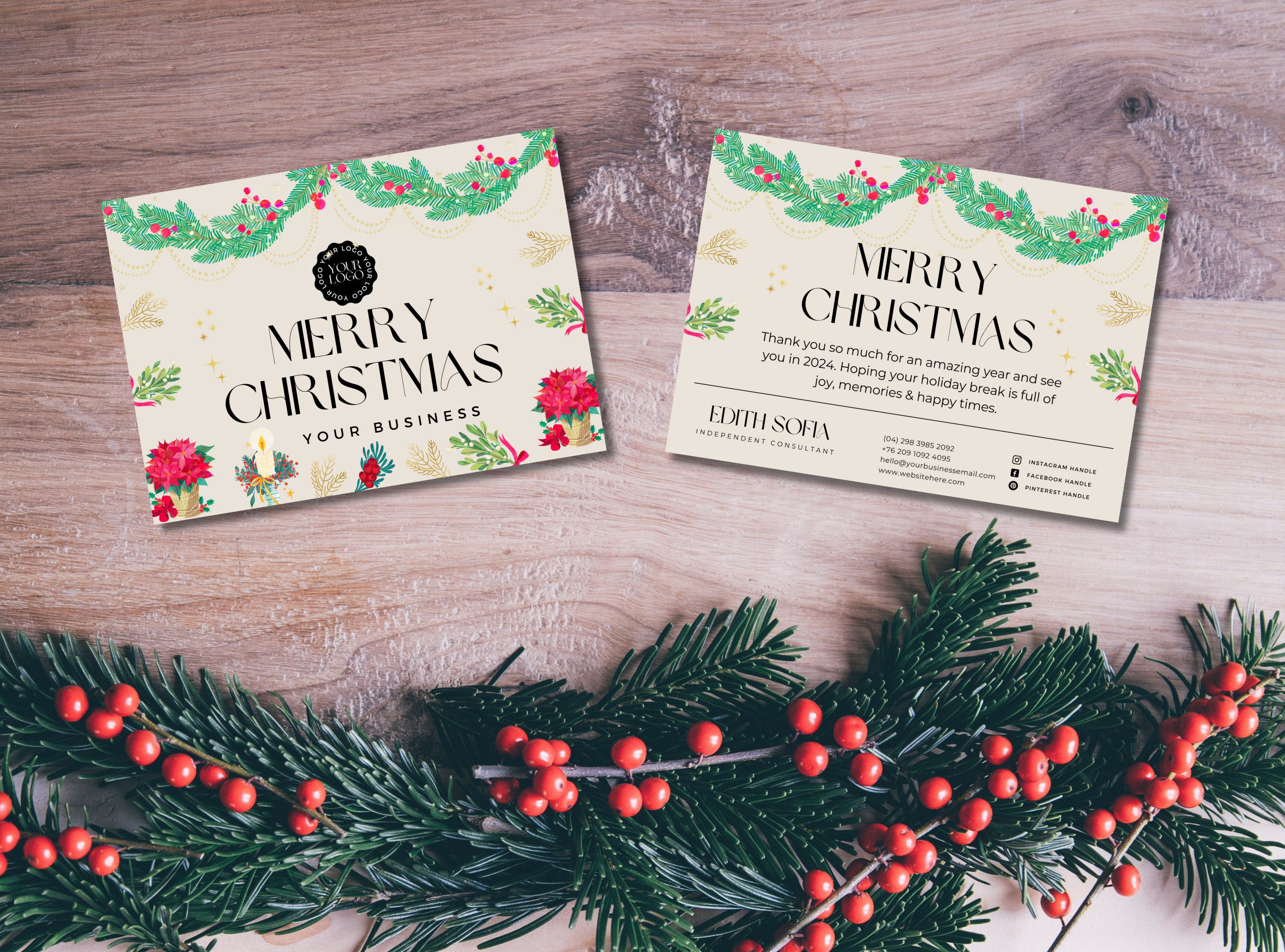 Christmas Business Cards, Business Card Template, Corporate Christmas ... Christmas Business Cards, Business Card Template, Corporate Christmas ...
