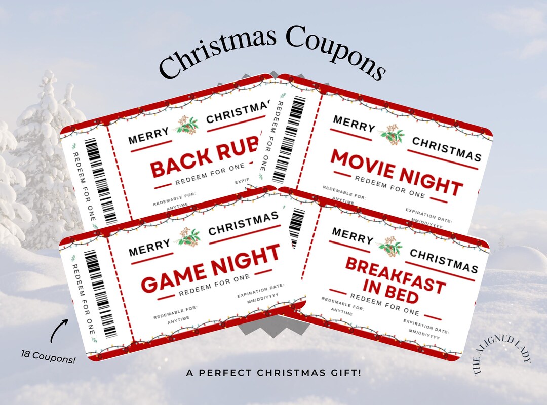 Editable Christmas Coupon Book: Festive Gift, Canva Template (instant ...