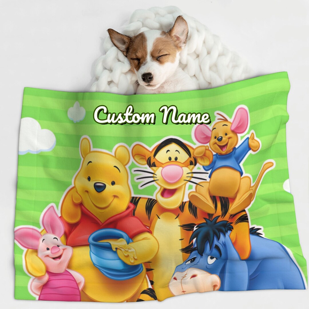 Custom Name Winnie the Pooh Personalized Flannel Throw Blanket - Etsy