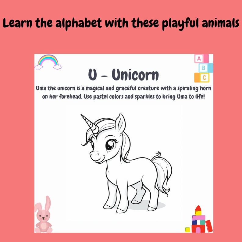 Animal Alphabet Coloring Book - Etsy