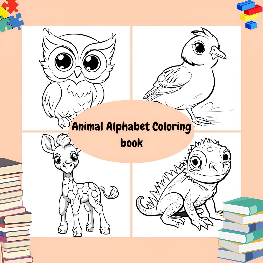 Animal Alphabet Coloring Book - Etsy