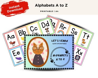 26 ABC Flash Cards, Educational Cards, A-Z Cards, Learn Abcs, Alphabet ...