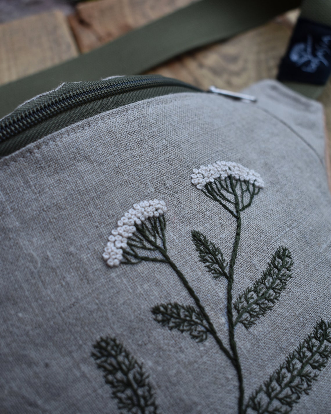 Hand Embroidered Belly Bag Fanny Pack With Yarrow and Meadow - Etsy