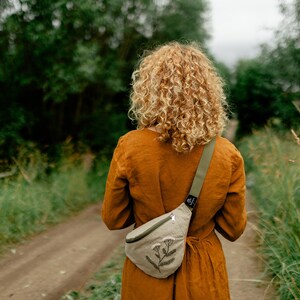 Hand Embroidered Belly Bag, Fanny Pack With Yarrow and Meadow Motifs ...