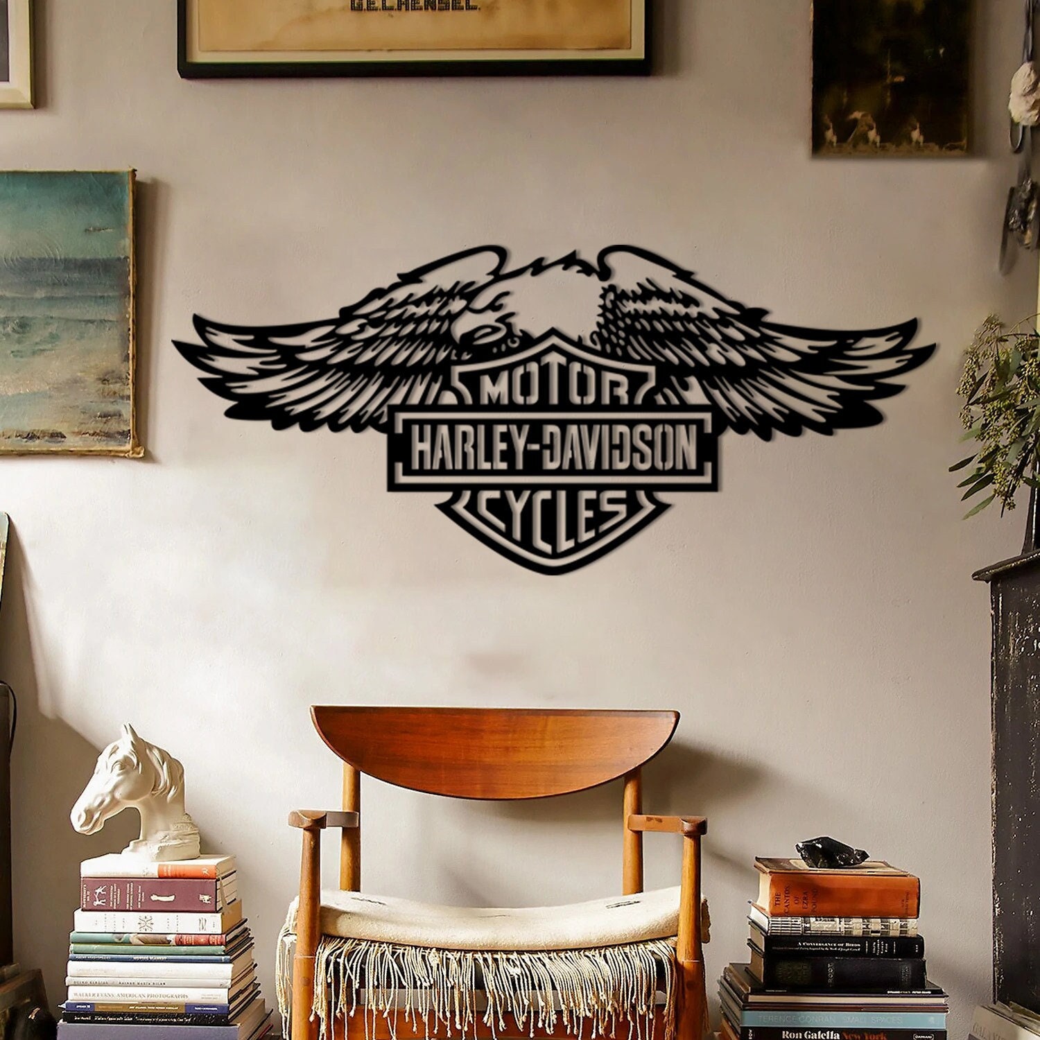 Harley Davidson Eagle Metal Sign, Metal Wall Art, Wall Decor, Harley ...