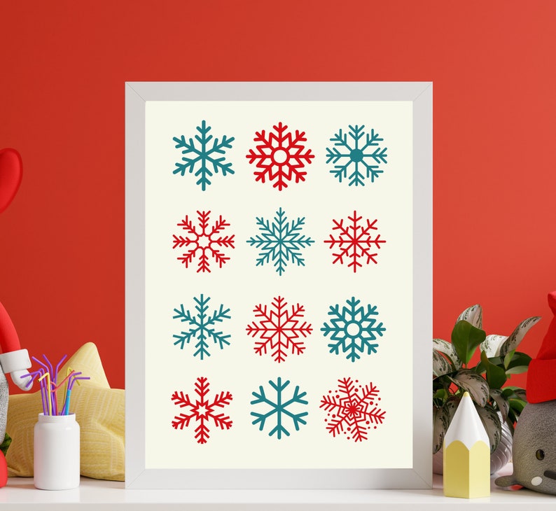 Printable Sheet of Snowflakes for Christmas - Etsy