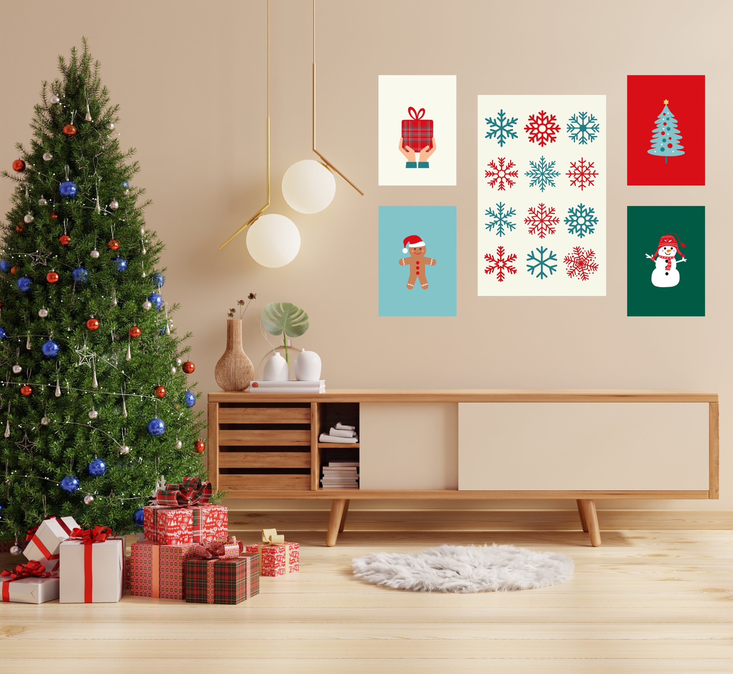 Set of 5 Printable Sheets for Christmas - Etsy