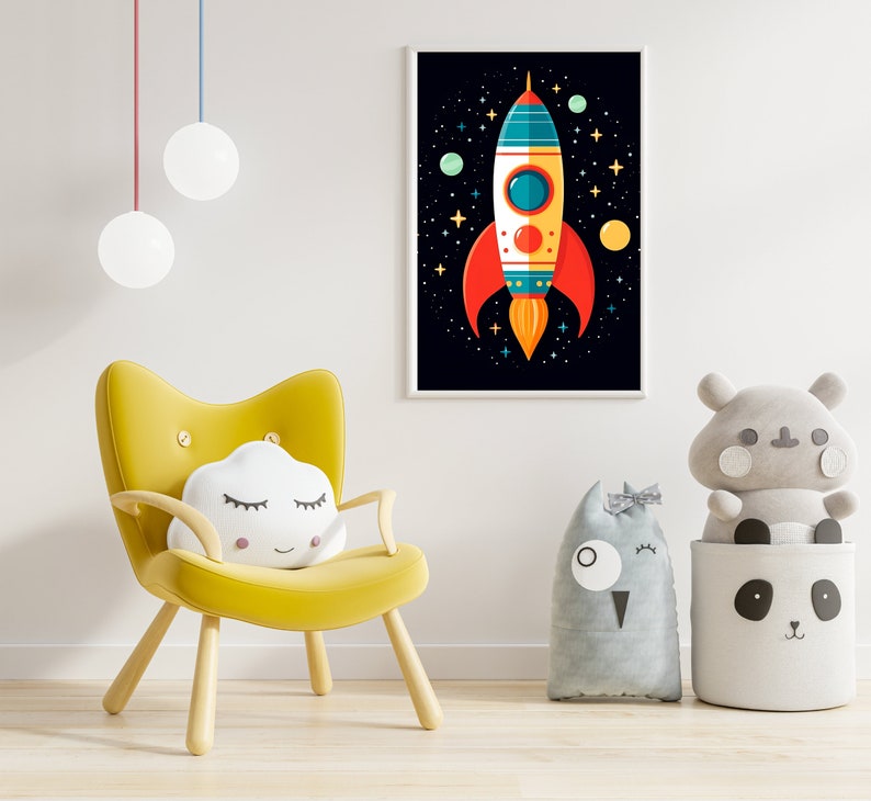 Children's Rocket Print, Digital Download Rocket Print, Rocket, Rocket ...