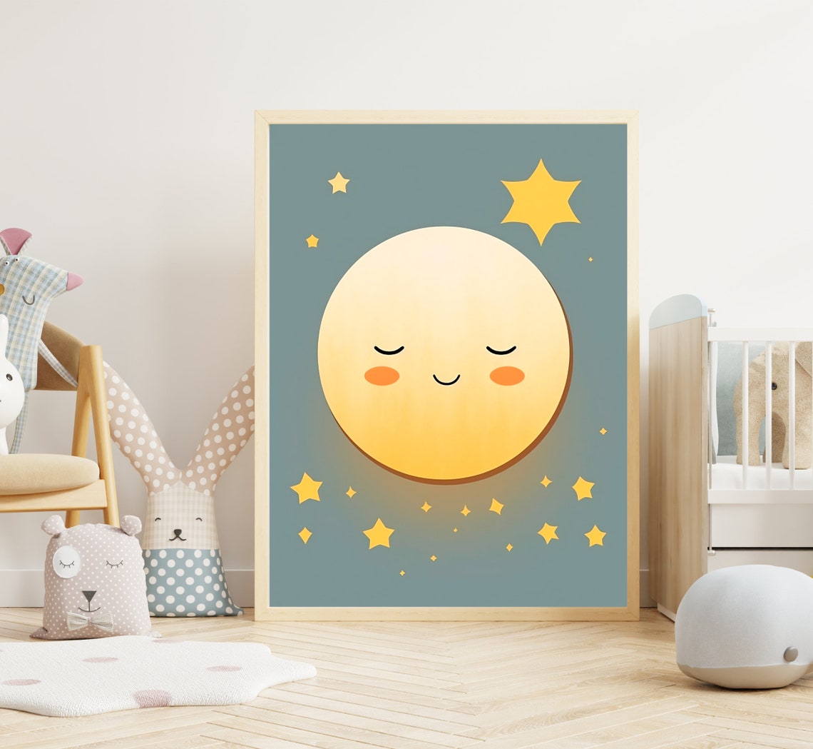 Full Moon Kids Boho Printable Art - Etsy