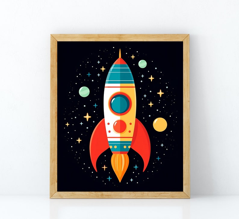 Children's Rocket Print, Digital Download Rocket Print, Rocket, Rocket ...
