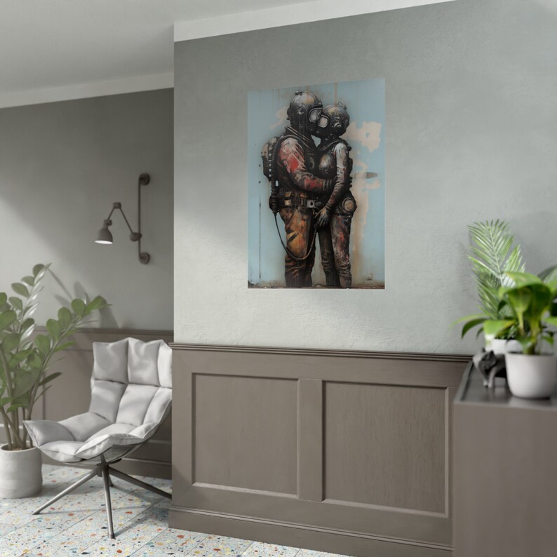 At Long Last Poster Dieselpunk Romantic Art Poster Bedroom Wall Decor ...