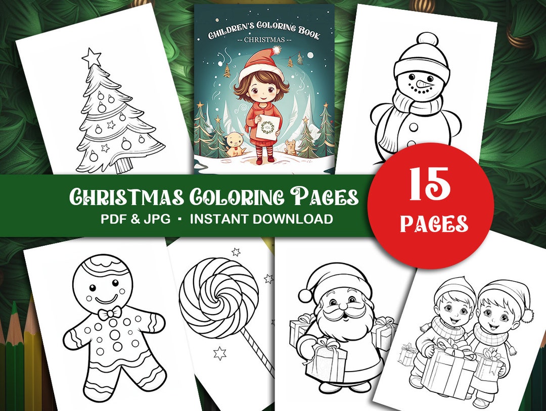 Printable Coloring Pages Cute Christmas Print and Color Book - Etsy