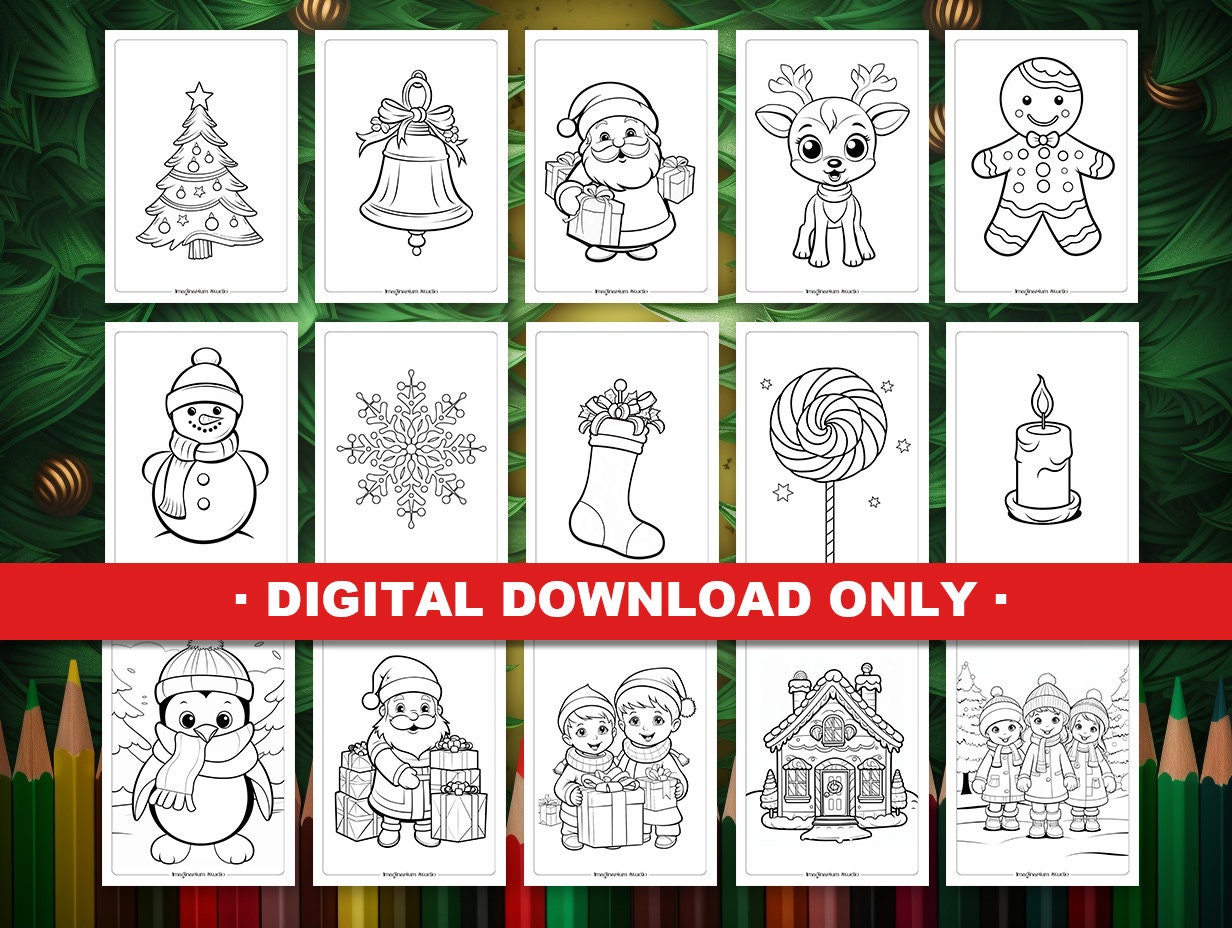 Printable Coloring Pages Cute Christmas Print and Color Book - Etsy