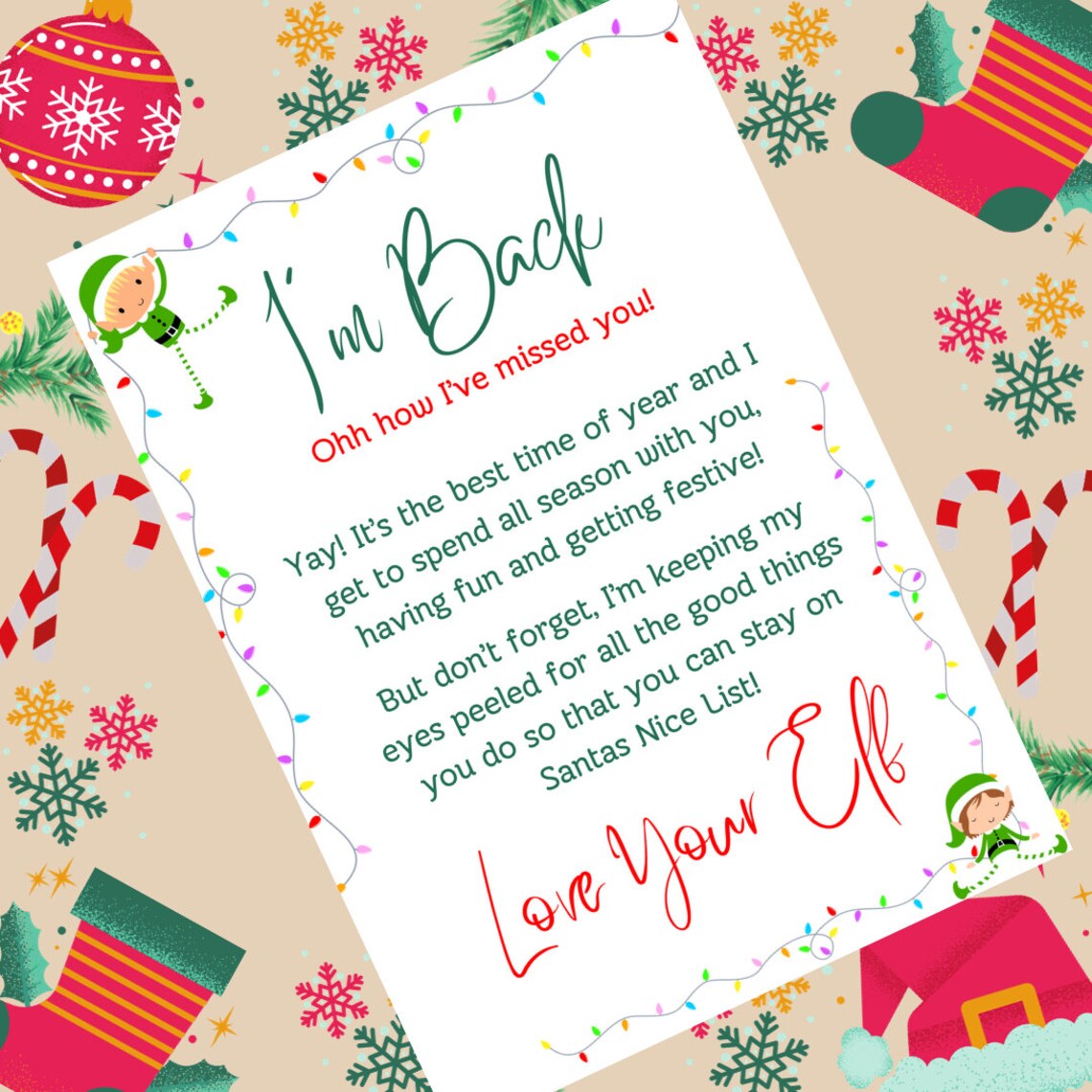 Elf Letter, Printable Elf Letter, Printable Elf Hello, I'm Back Elf ...