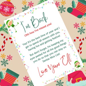 Elf Letter, Printable Elf Letter, Printable Elf Hello, I'm Back Elf ...