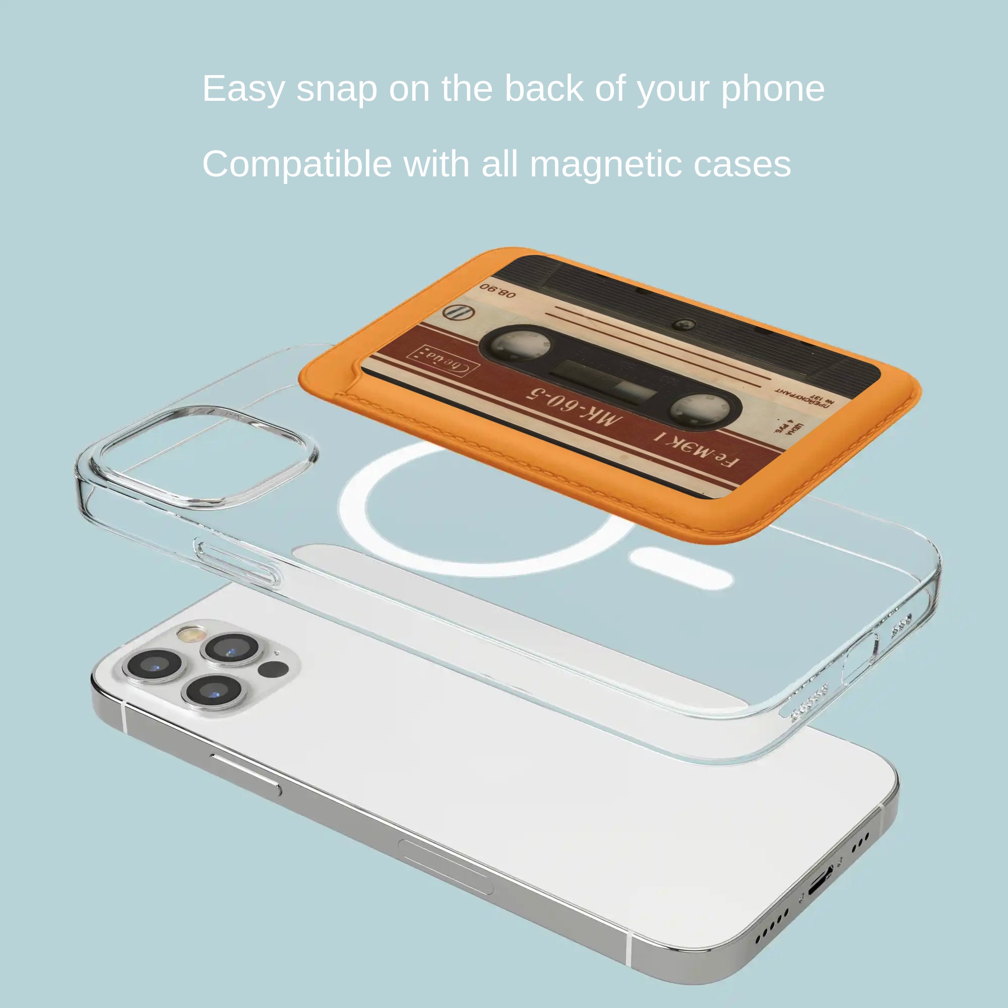 Cassette Tape Magsafe Wallet: Leather Magnetic iPhone Card Holder - Etsy