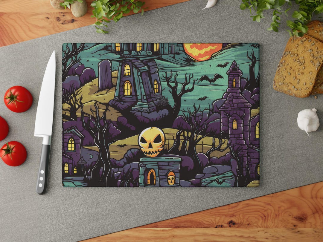Spooky Charcuterie Board for Halloween Party, Tempered Glass Serving ...