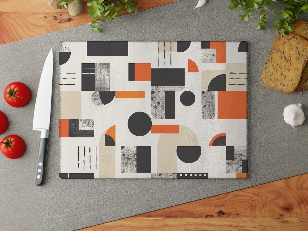Modern Serving Platter & Counter Saver, Geometric Tempered Glass ...