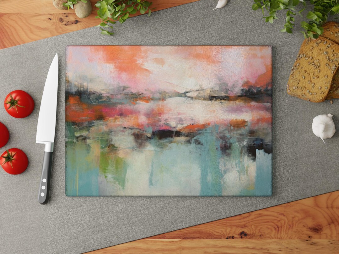 Artistic Counter Protector, Heat Resistant Glass Trivet With Abstract ...