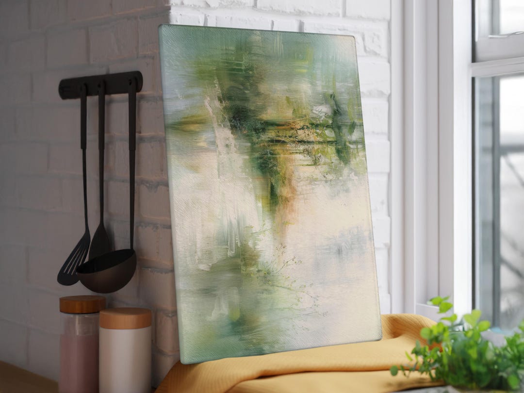 Serene Abstract Art Glass Counter Saver, Calming Pastel Kitchen Decor ...