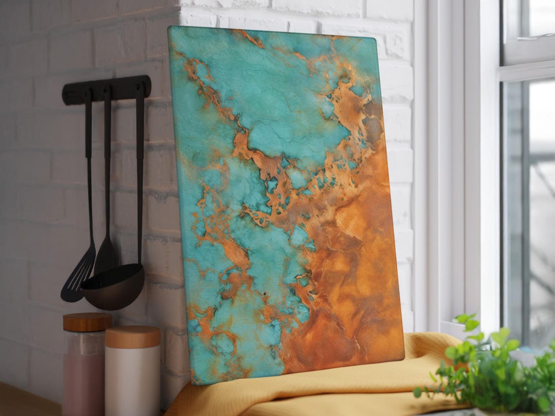 Faux Corroded Metal Board, Rusted Bronze and Verdigris Art, Industrial ...