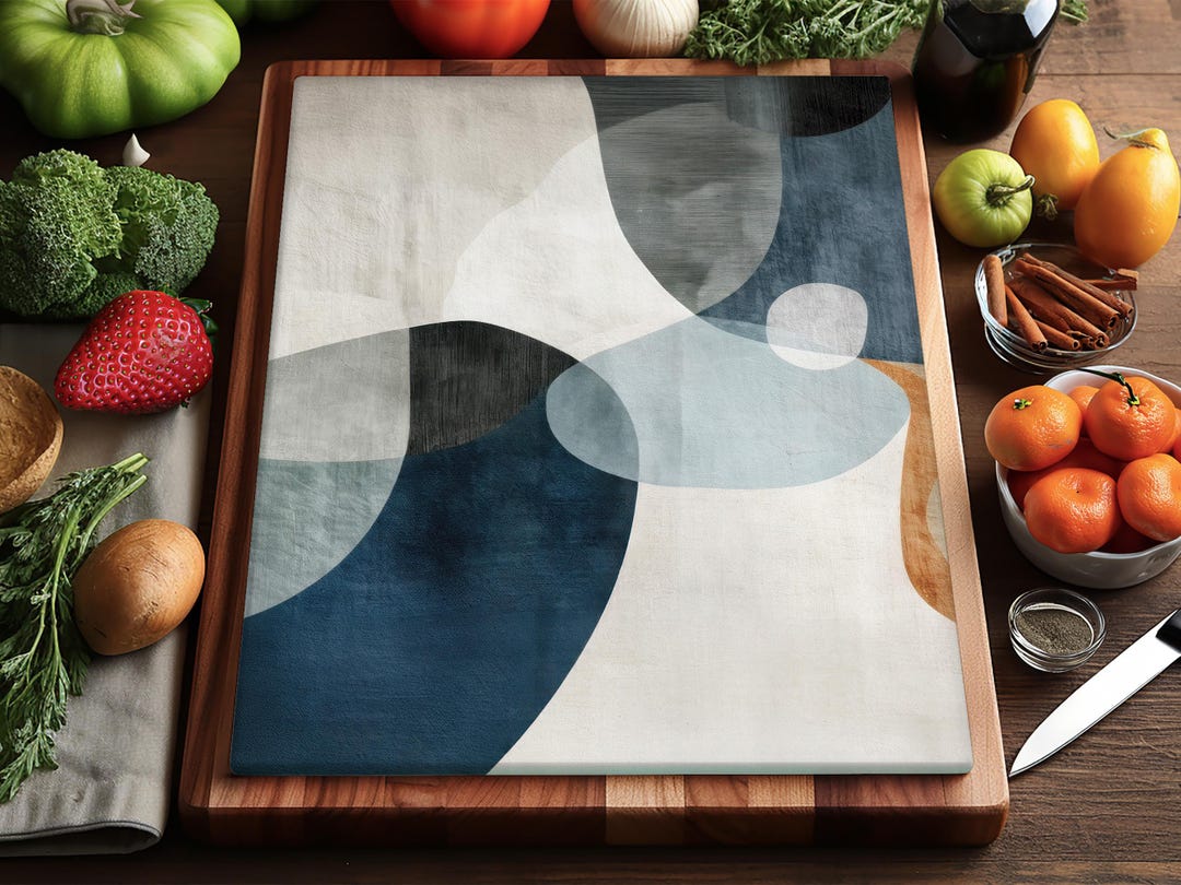 Scandinavian Art Serving Platter, Abstract Glass Cutting Board, Kitchen ...