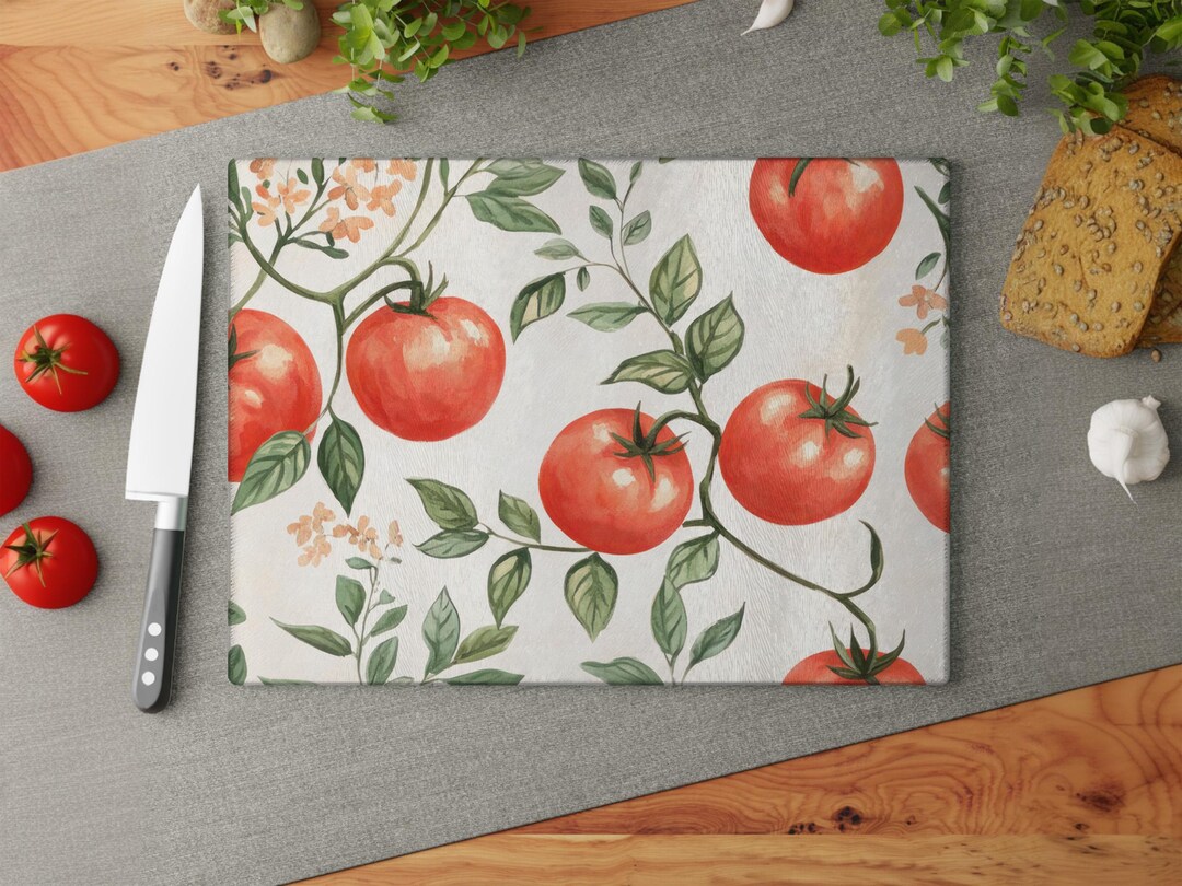 Pizza Party Serving Tray, Pizzeria Style Decor, Tomato and Herb Glass ...