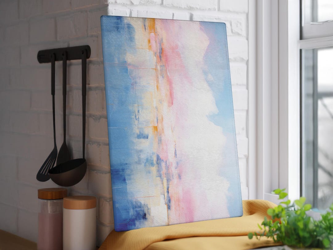 Impressionist Style Cutting Board, Abstract Glass Chopping Board, Glass ...