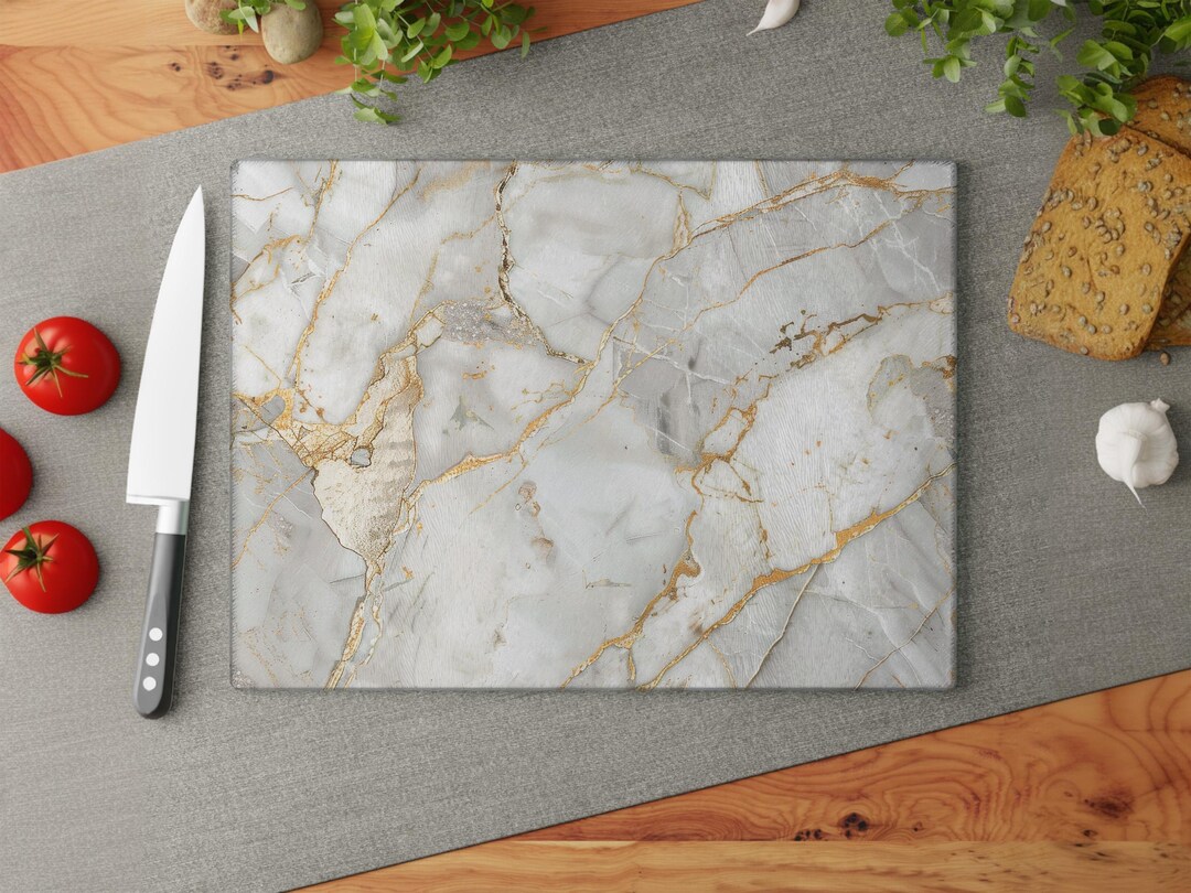 Modern Tempered Glass Counter Protector, Chopping Board, Elegant Marble ...